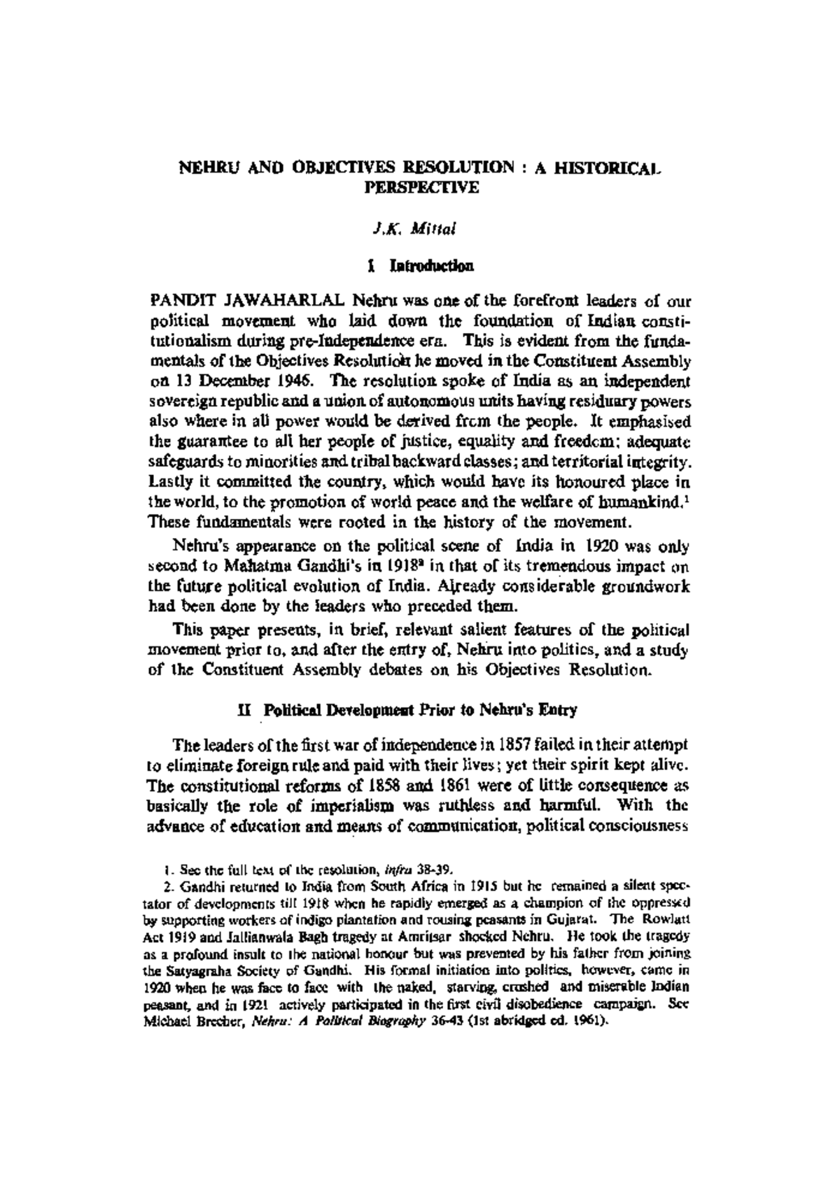 History of Constitution - NEHRUAND OBJECI1VES RESOLUTION : A HISTORICAL ...