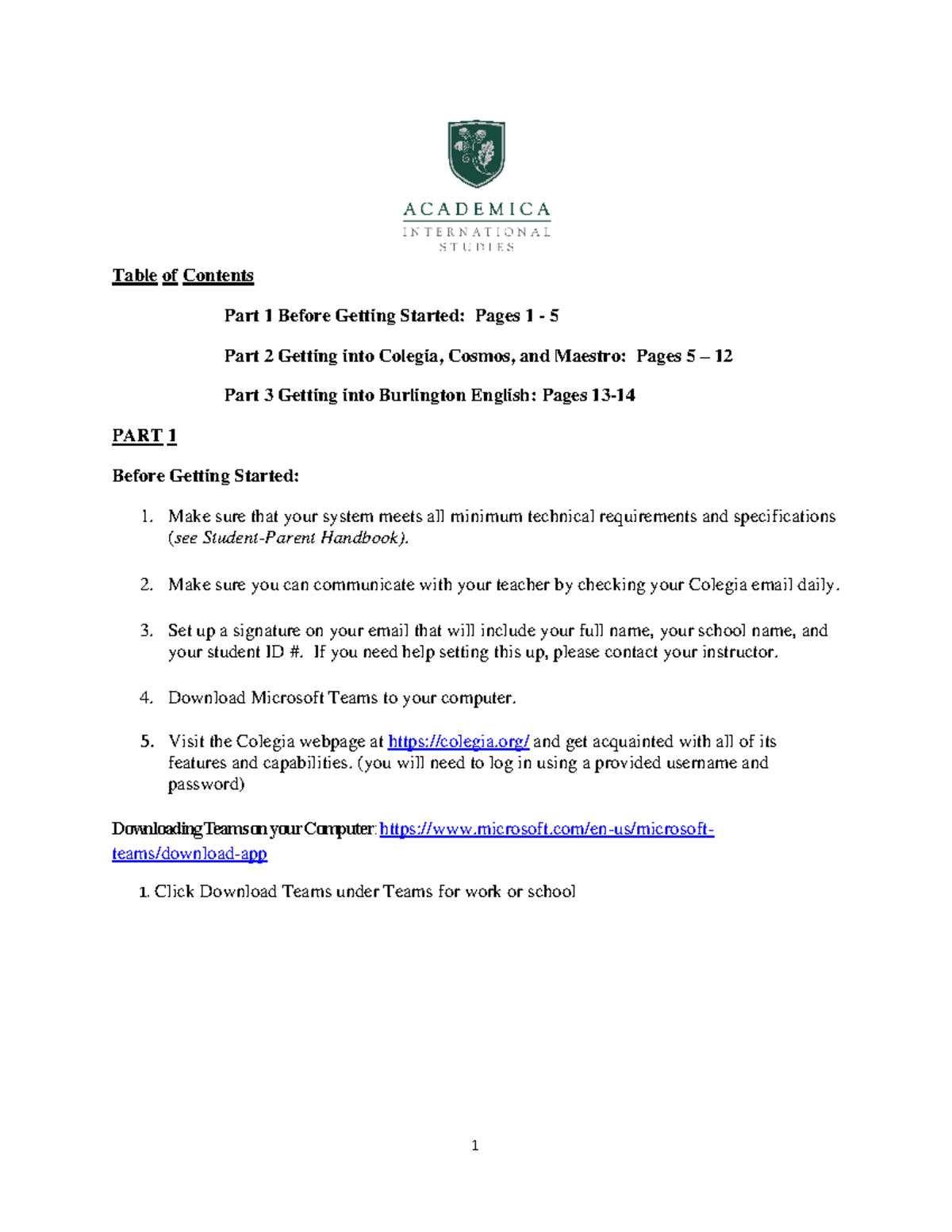 Dual Diploma Student Quickstart 2022-2023 - Table of Contents Part 1 ...