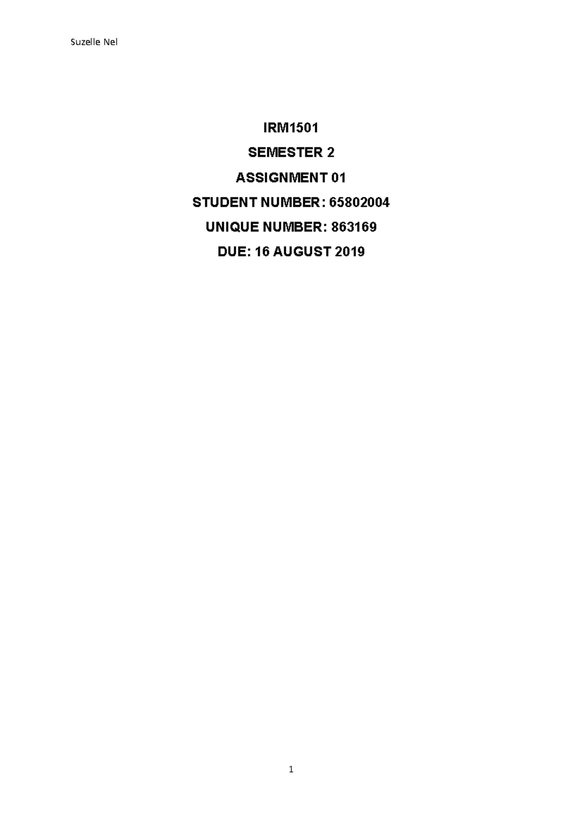 Assignment EXAMPLES - SEMESTERS - Contents 1. Question - Studocu