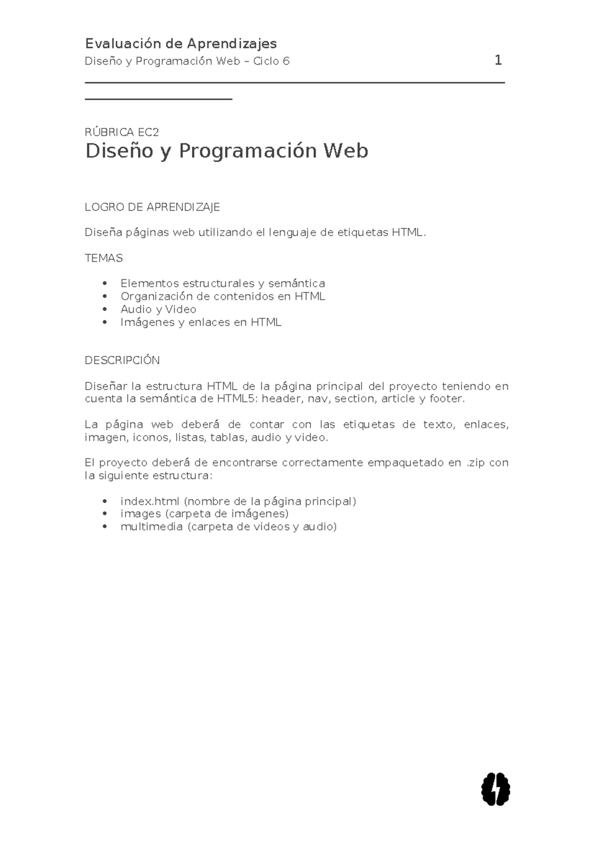 Rúbrica Evaluación Diseño y Programacion Web EC2 - Evaluación de Aprendizajes Diseño y ...