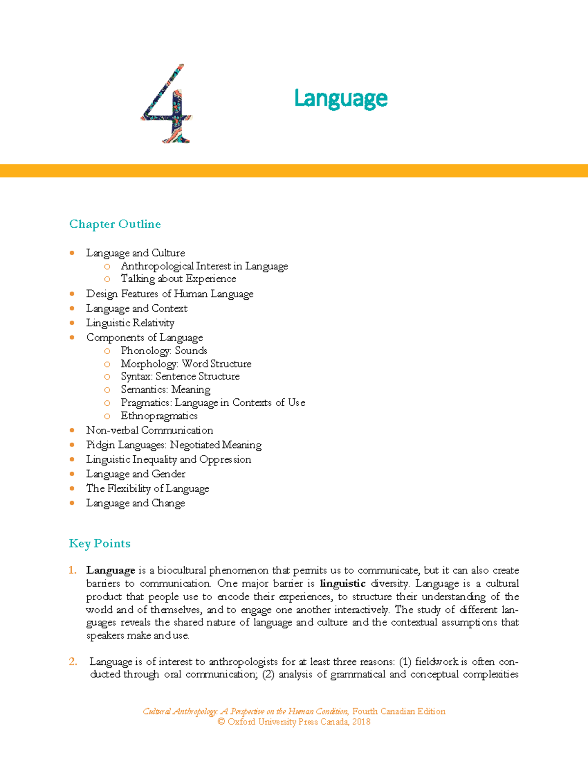 Chapter 4 SSG - Cultural Anthropology: A Perspective on the Human Condition, Fourth Canadian ...