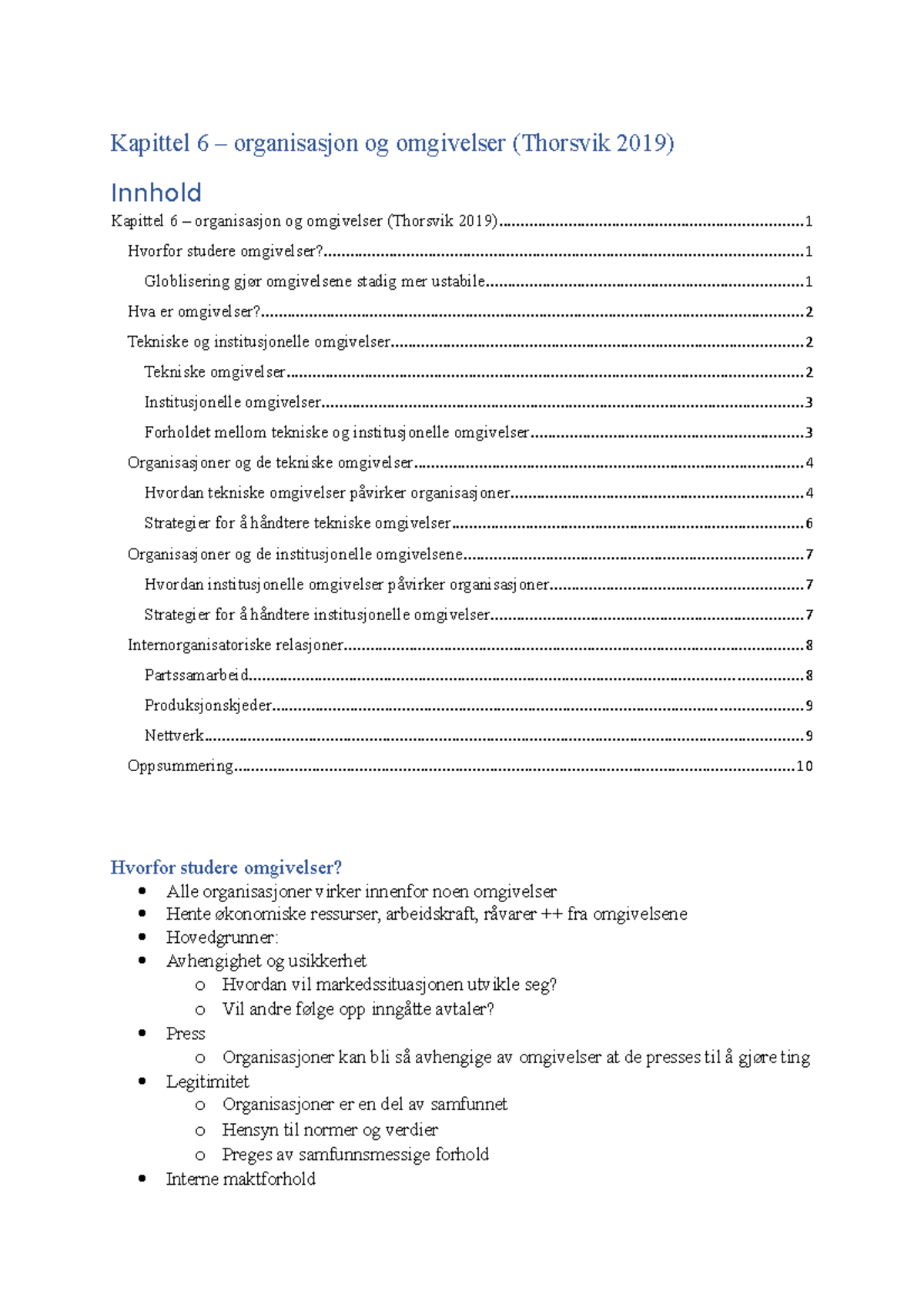 Kap.6 Thorsvik 2019 - Organisasjoner og omgivelser - Kapittel 6 – organisasjon og omgivelser ...