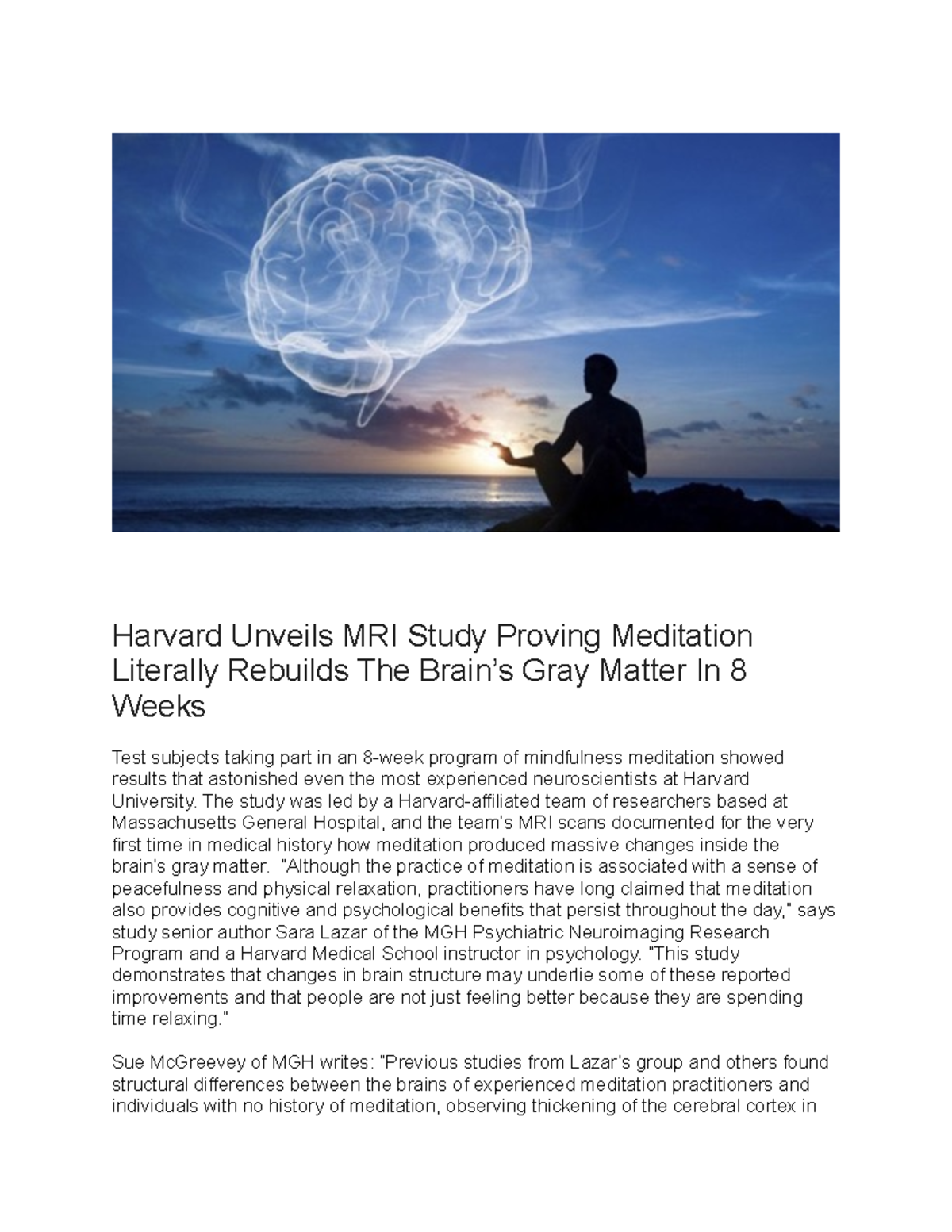 meditation is power - Harvard Unveils MRI Study Proving Meditation ...