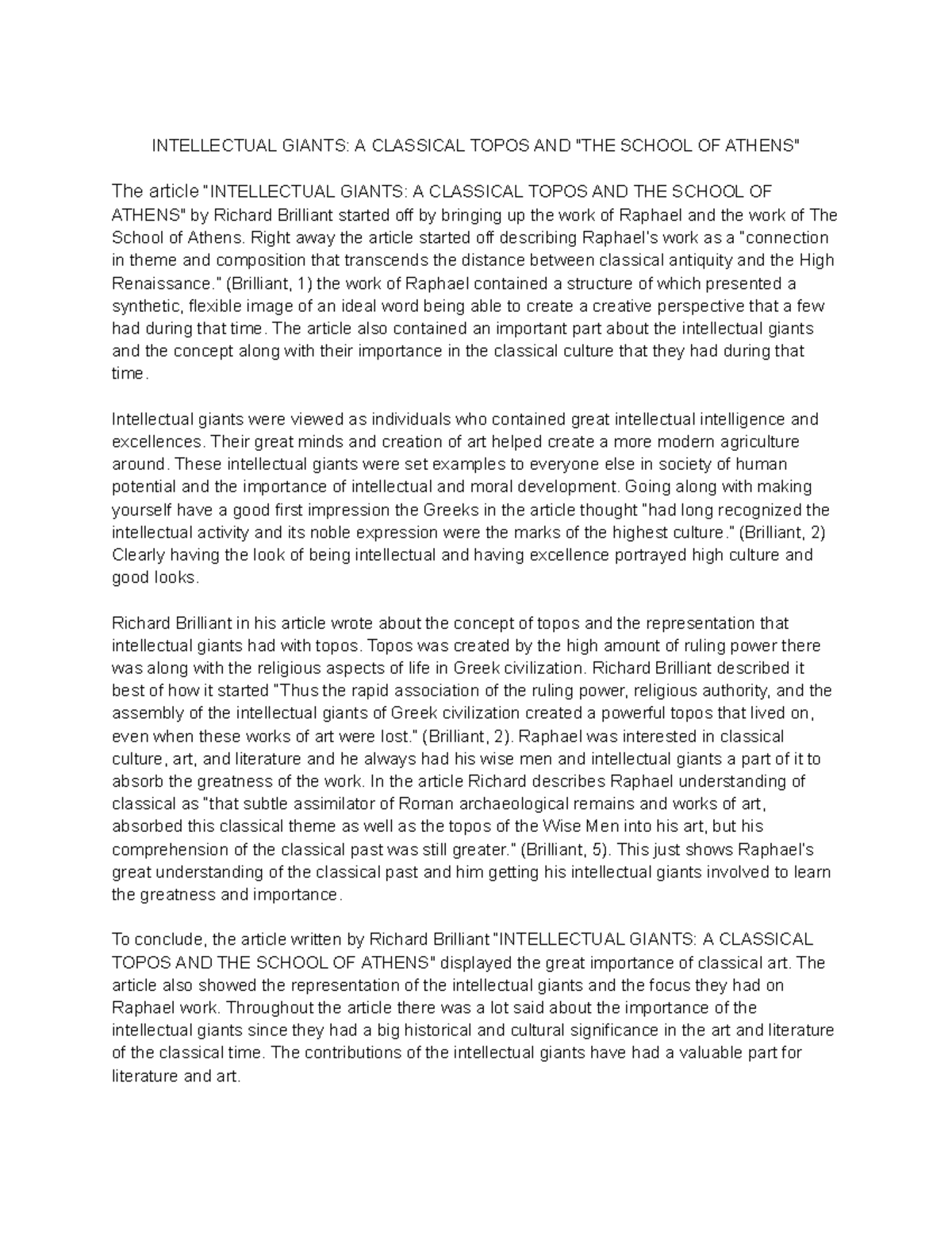 Response #4 - INTELLECTUAL GIANTS: A CLASSICAL TOPOS AND "THE SCHOOL OF ...