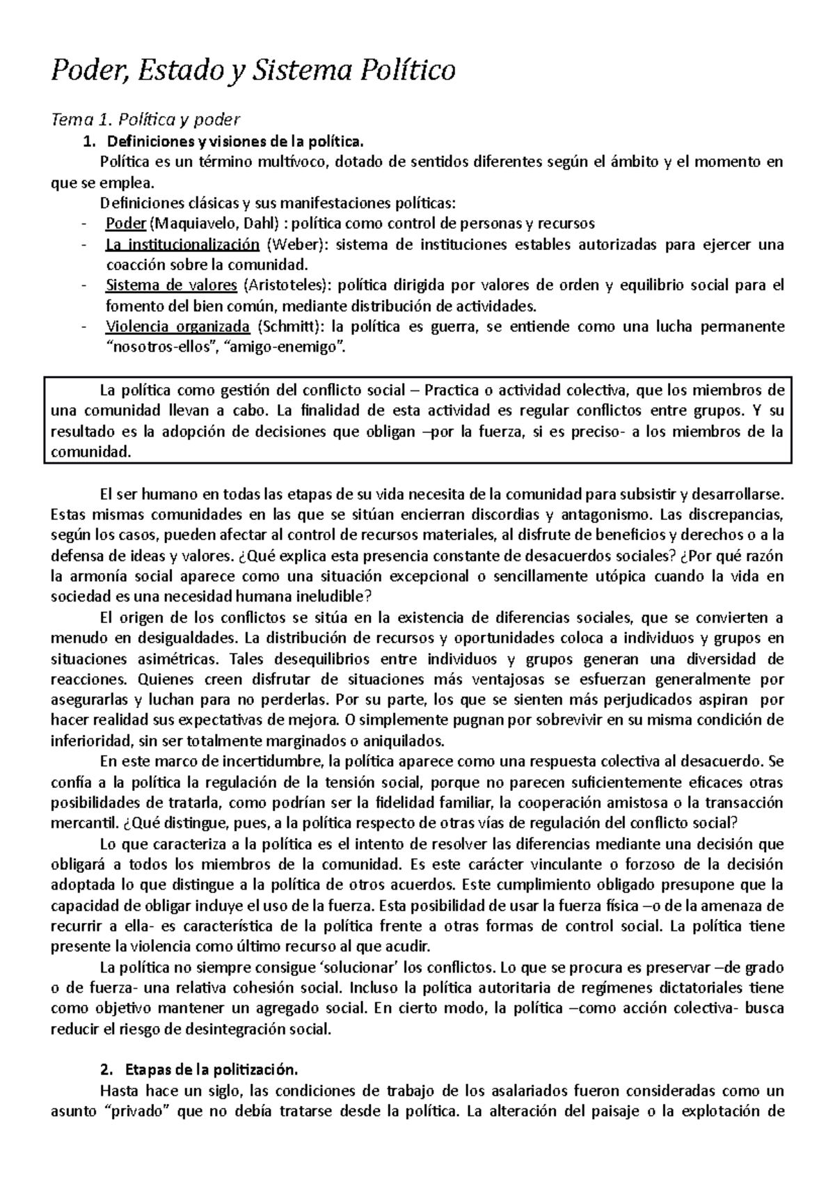Poder,estado resumen - Poder, Estado y Sistema Tema 1. y poder 1 ...