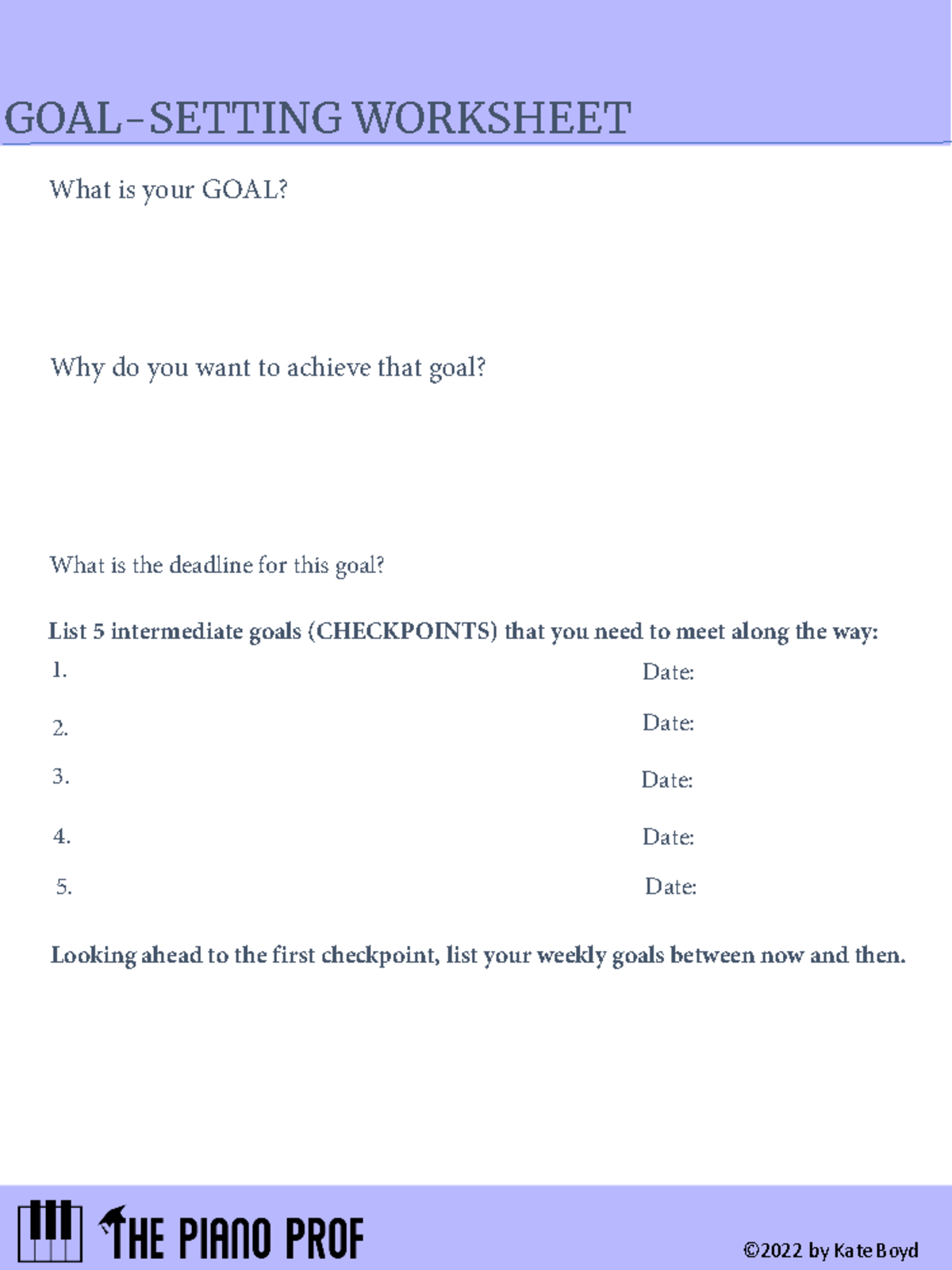The Piano Prof Goal Setting Worksheet - Los espacios de Prepa en Línea ...
