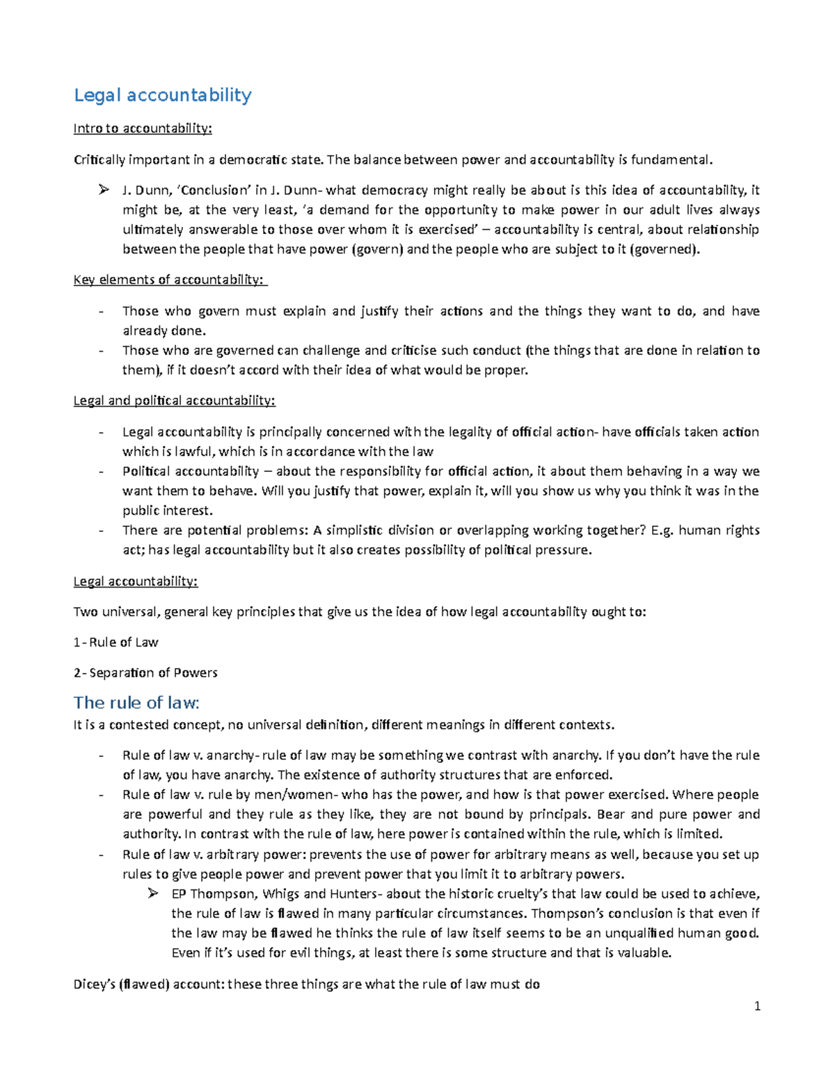 Legal Accountability - Lecture notes - Legal accountability Intro to ...