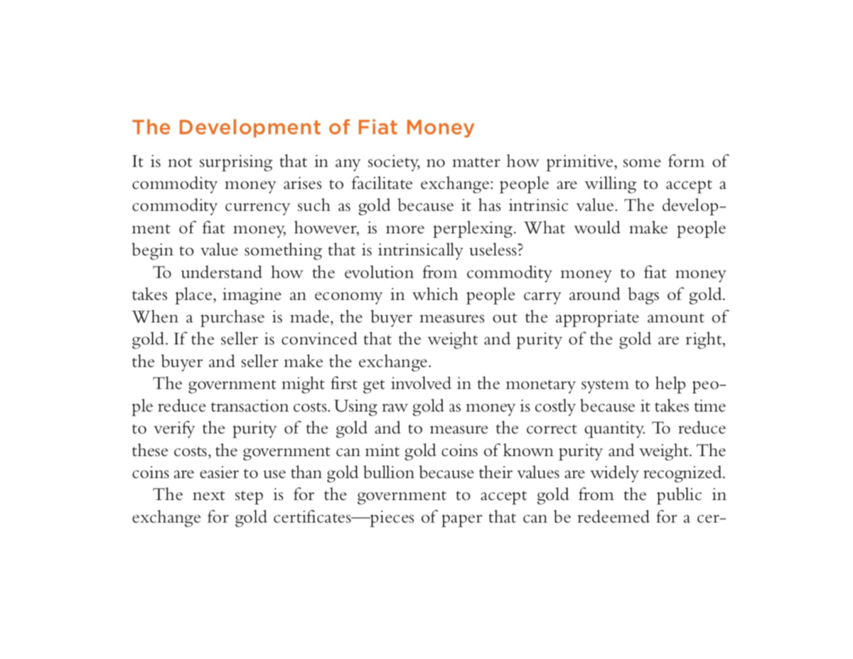 The Development of Fiat Money - MACRO ECONOMICS - Studocu