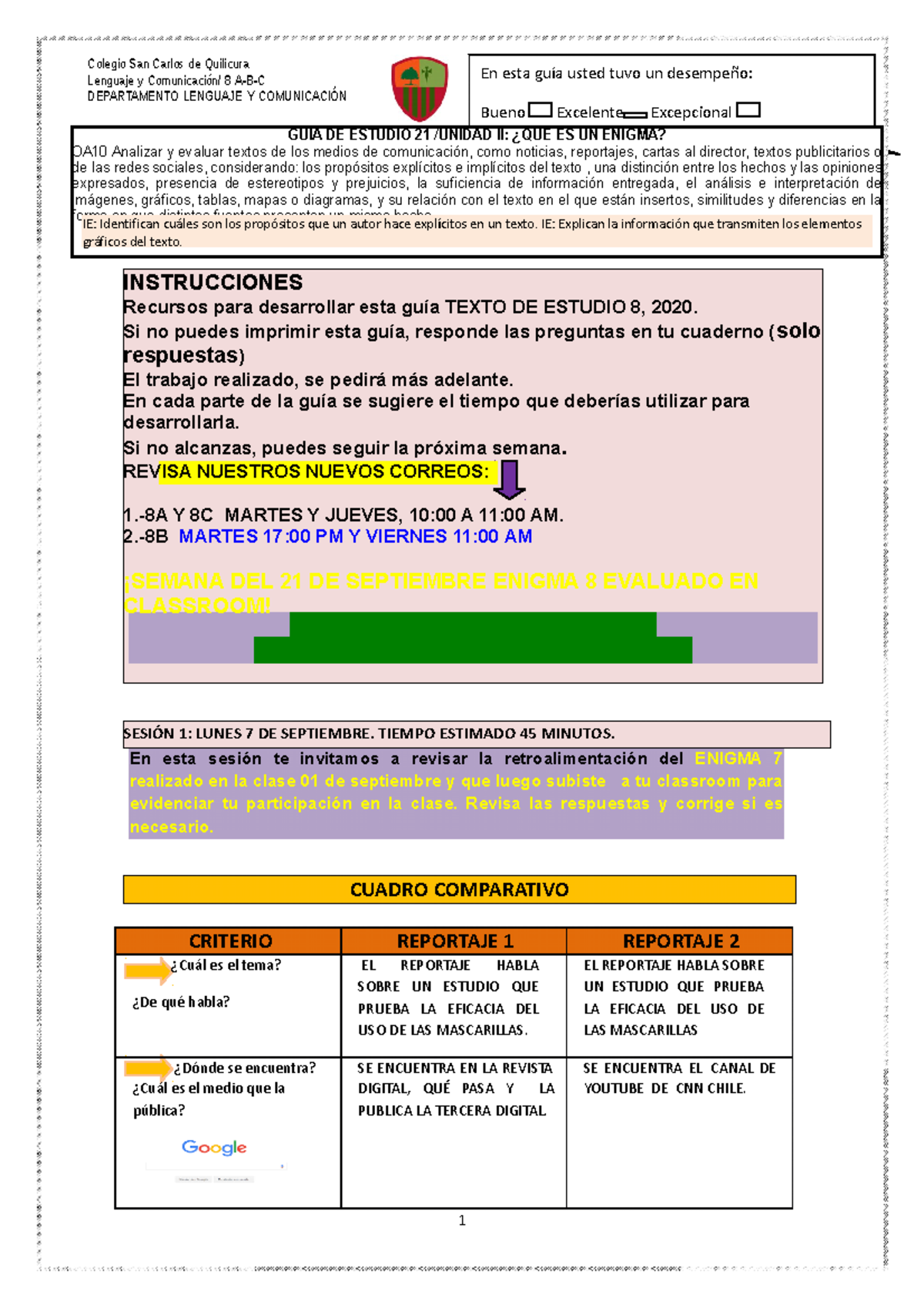 Texto Implicito Y Texto Explicito - GUÍA DE ESTUDIO 21 /UNIDAD II: ¿QUÉ ES UN ENIGMA? OA10 ...