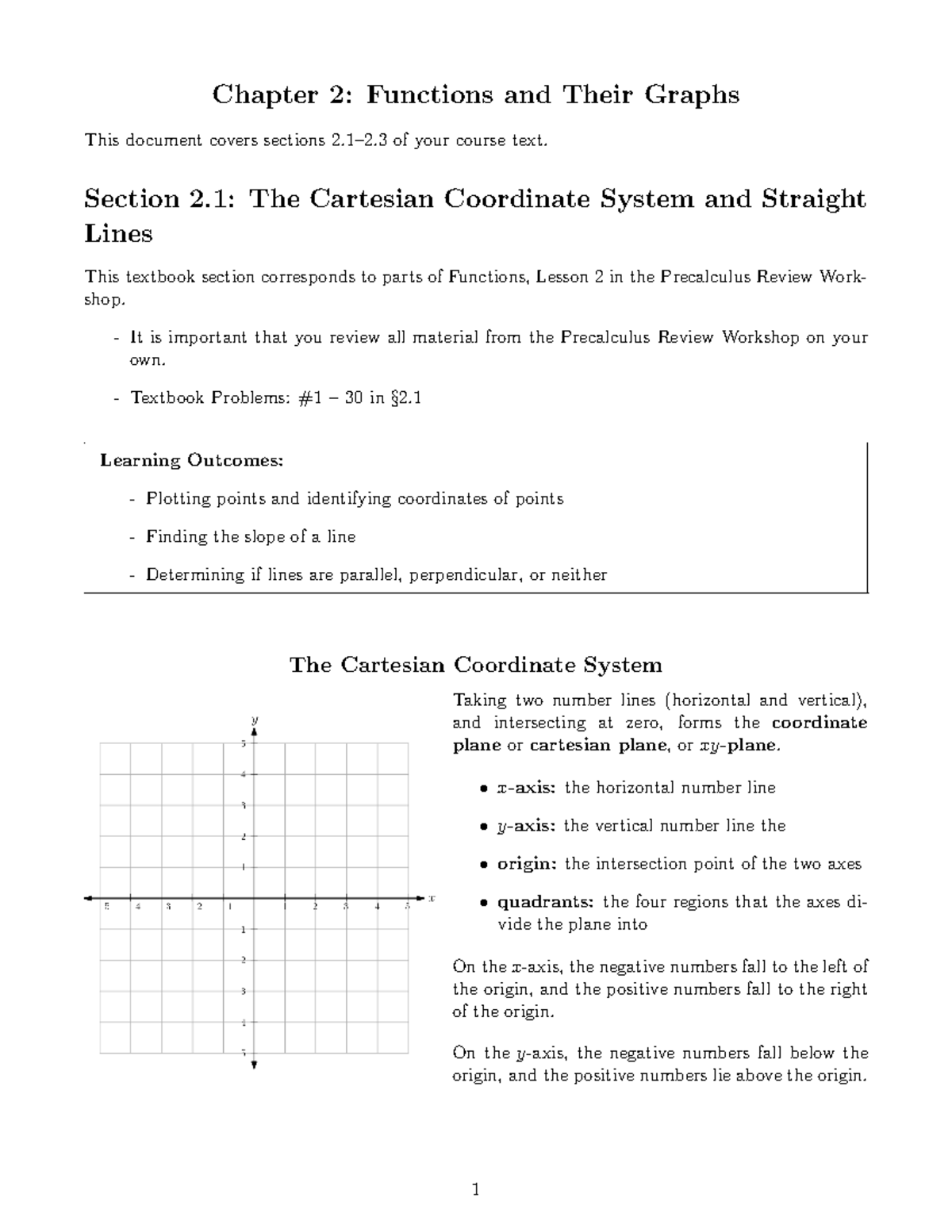 Skeleton Notes 2.1 - Chapter 2: Functions and Their Graphs This ...