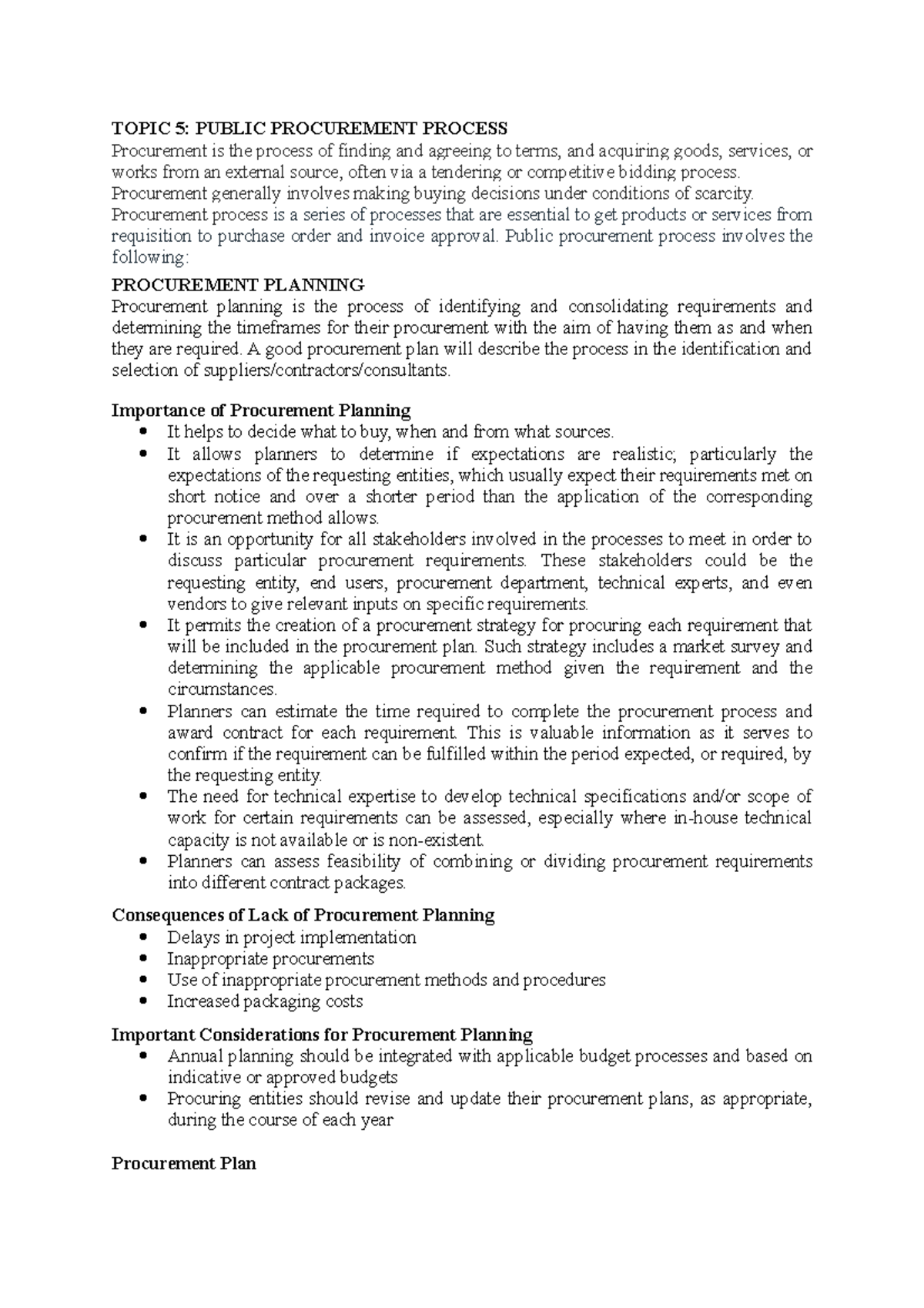 Topic 5 Public Procurement Processes - TOPIC 5: PUBLIC PROCUREMENT ...