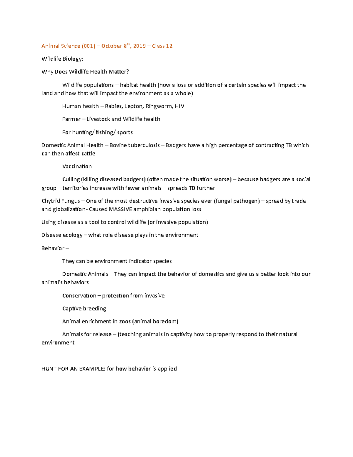 Animal Science Class 12 - Animal Science (001) – October 8th, 2019 ...