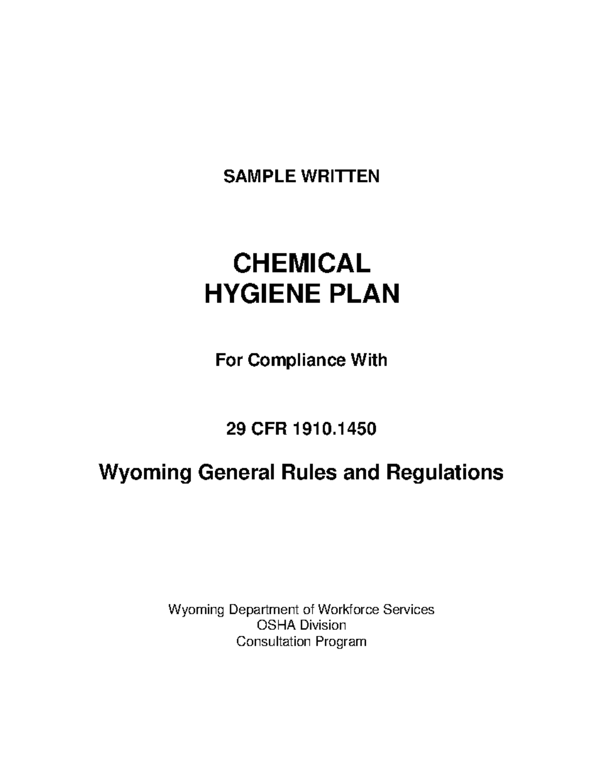 Chemical Hygiene Plan - Sample - Medical Technology - MU - Studocu