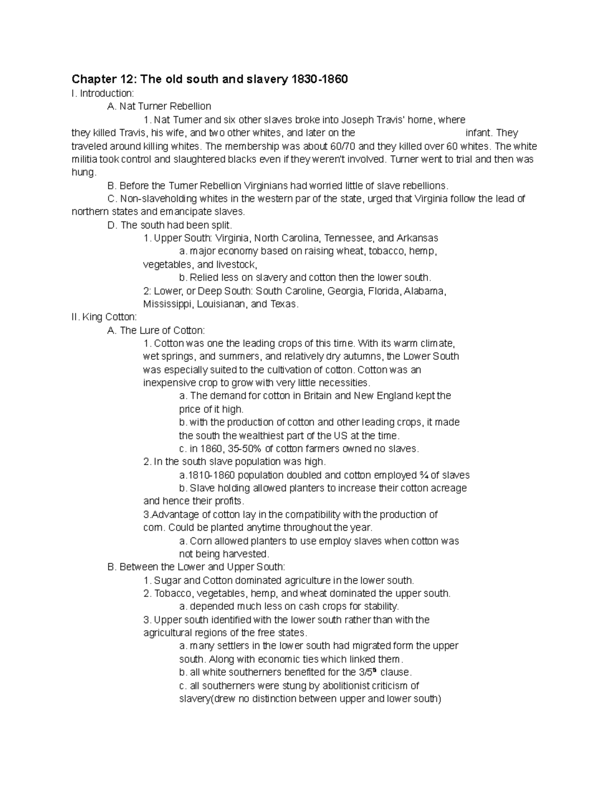 Chapter 12 The old south and slavery 1830-1860 - Chapter 12: The old ...