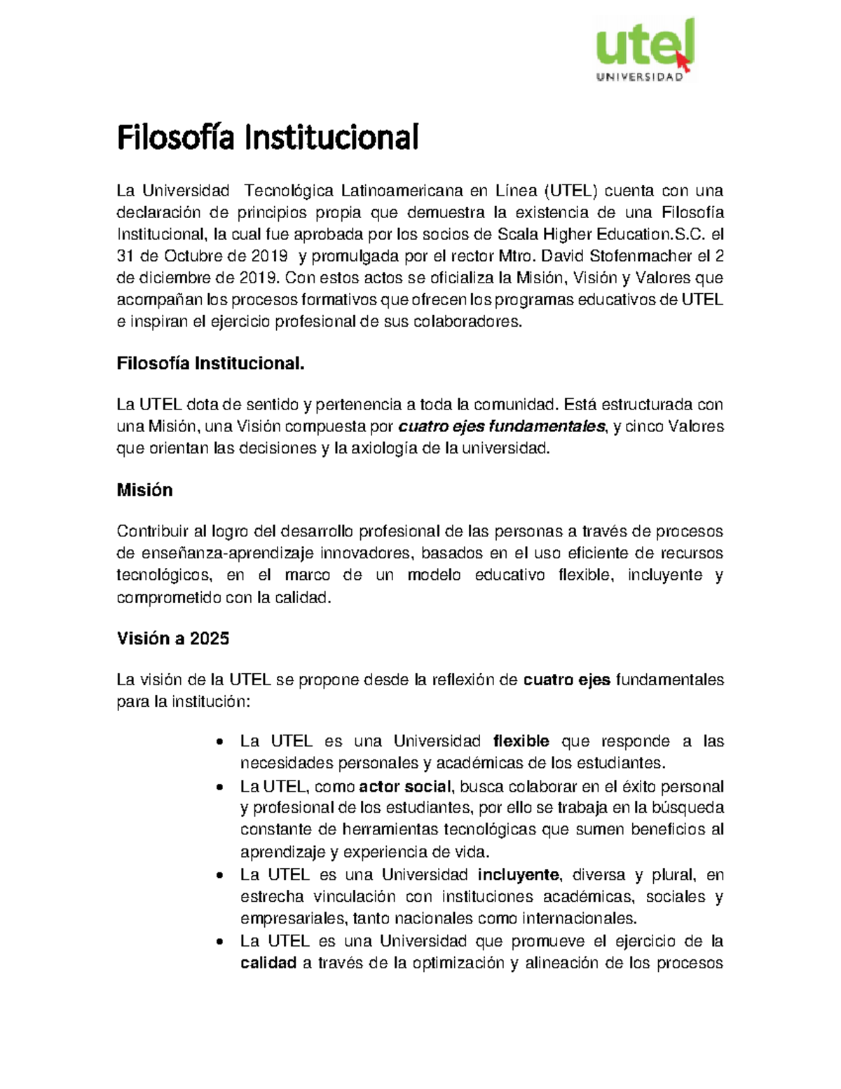 Filosofia Institucional - Filosofía Institucional La Universidad ...