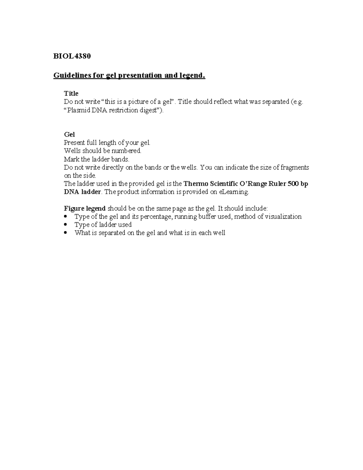 Guidelines for Gel figure - BIOL Guidelines for gel presentation and ...