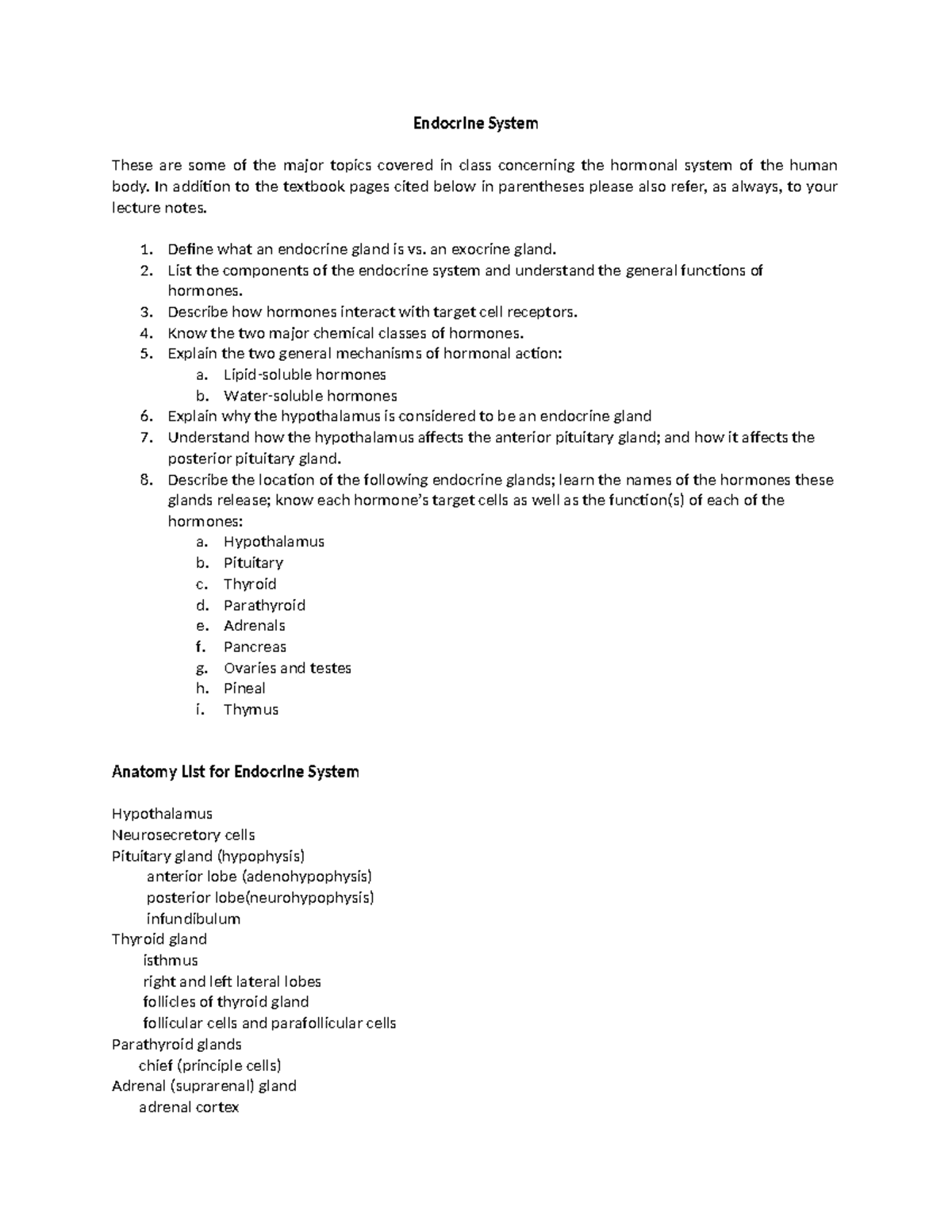 Endocrine Practical List - Tagged - Endocrine System These are some of ...