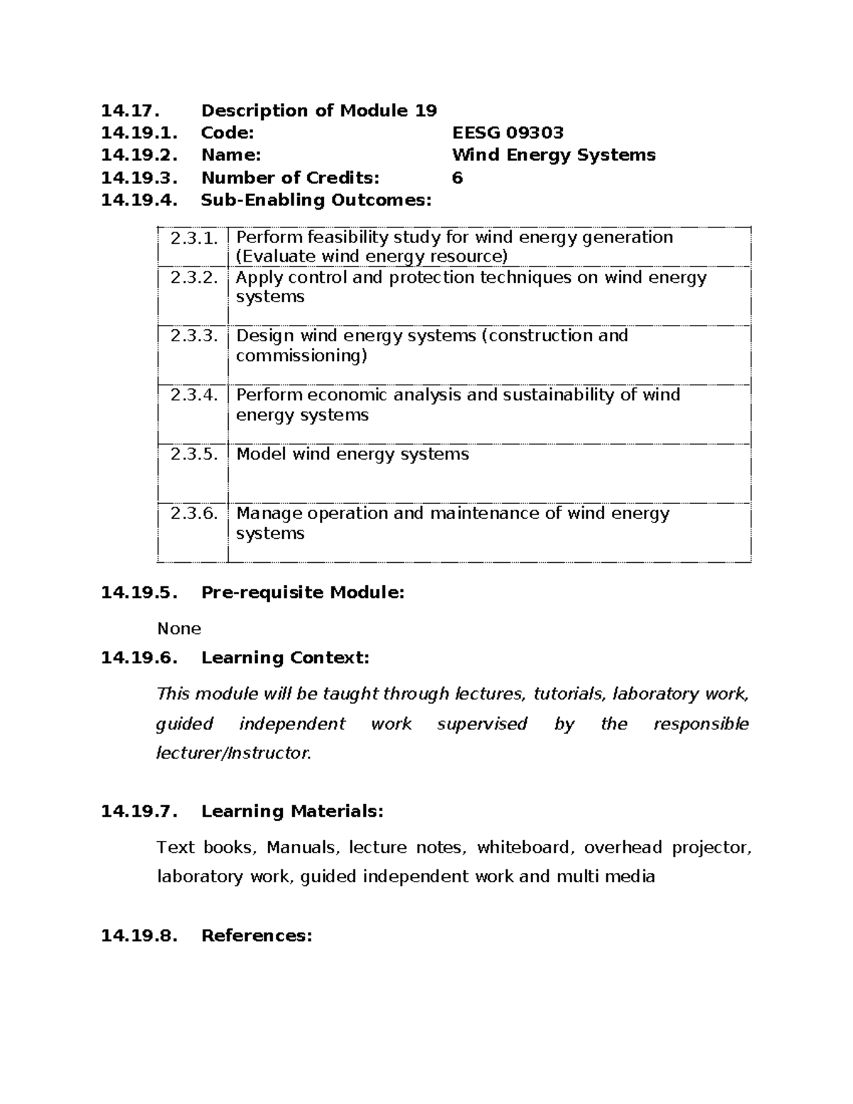 EESG 09303 Outline - Summary Electrical engineering - Description of ...