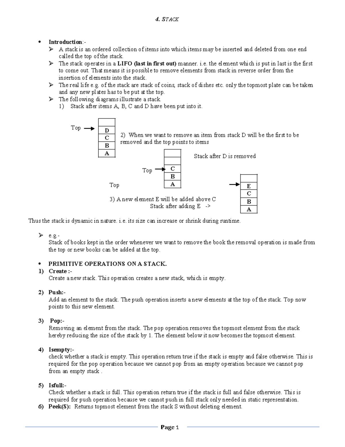 4. Stack notes - 4 th chapter of data structure and algorithms - 4 ...