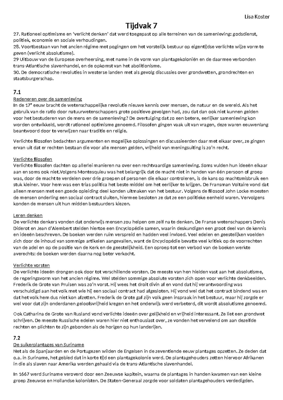 Tijdvak 7 - een goede samenvatting - Lisa Koster Tijdvak 7 27 ...