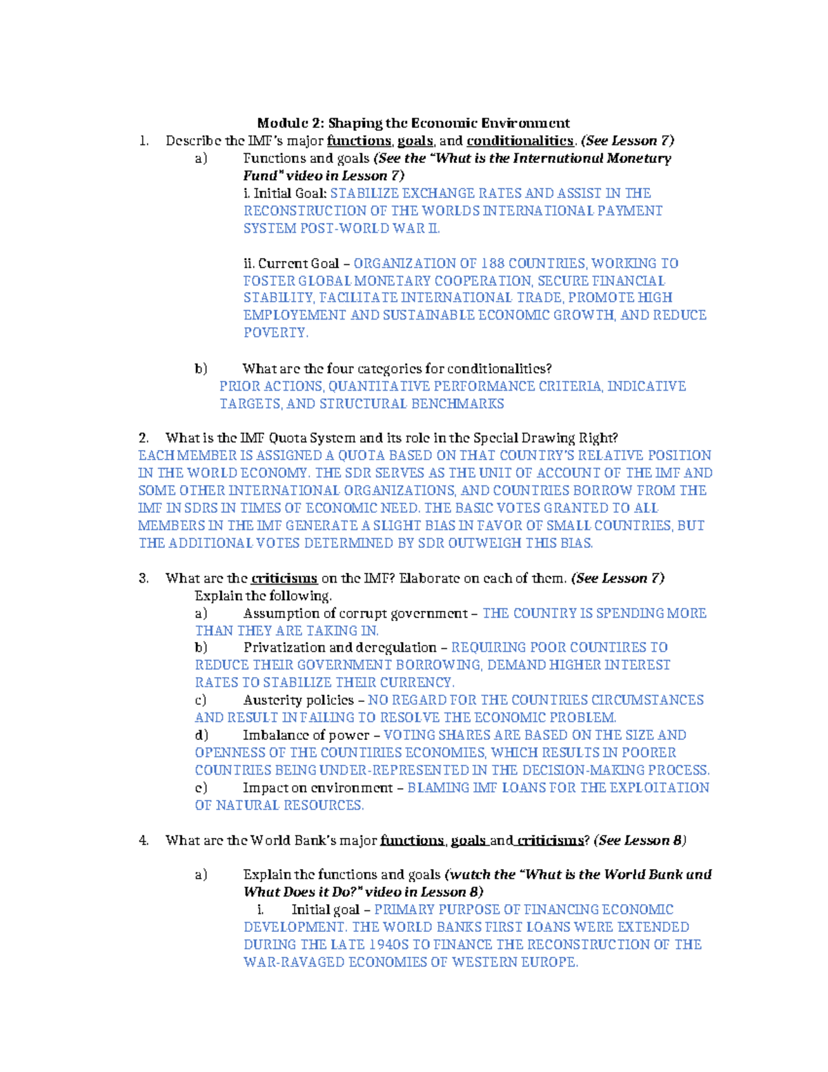 Module 2 Enhanced Study Guide - Module 2: Shaping the Economic ...