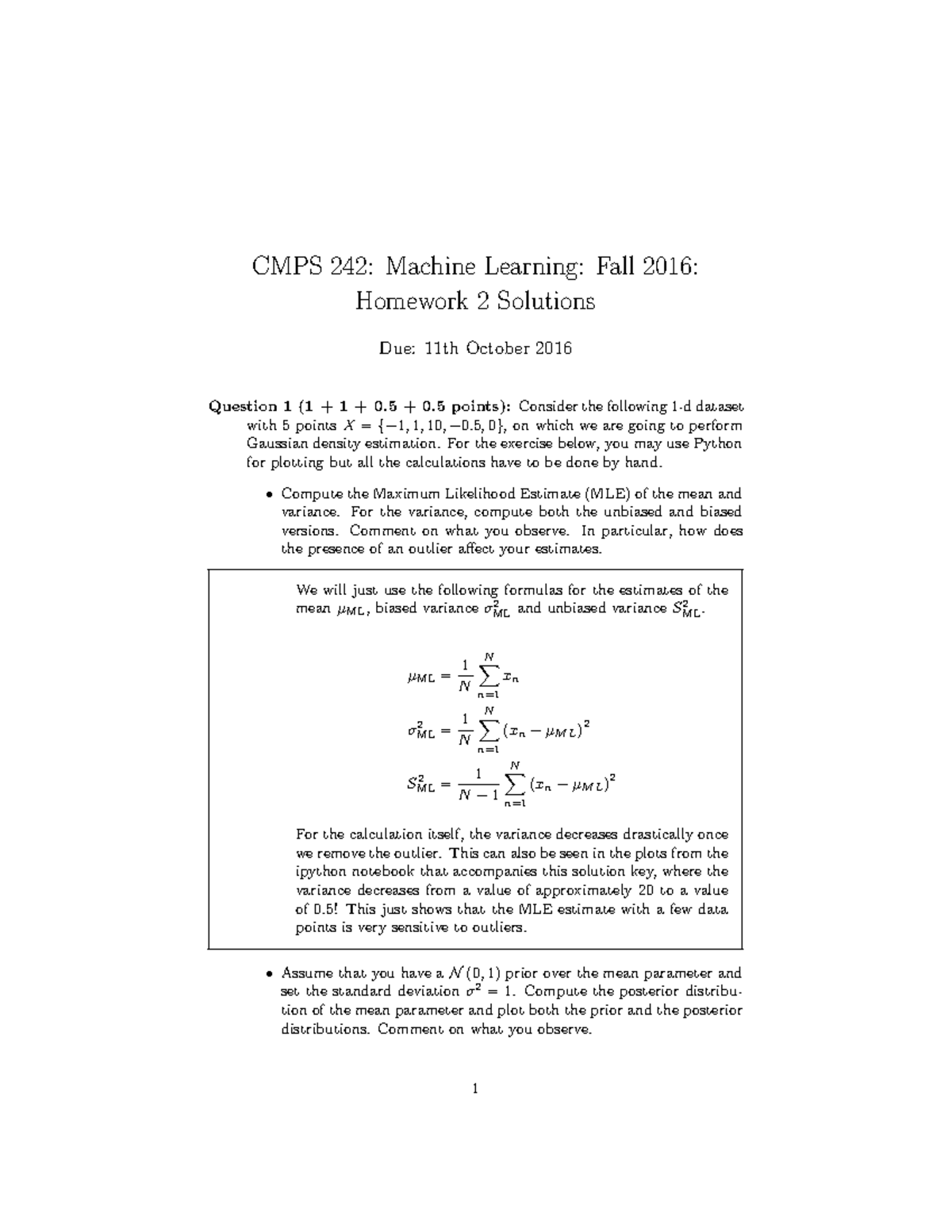 Sol2 - CMPS 242: Machine Learning: Fall 2016: Homework 2 Solutions ...