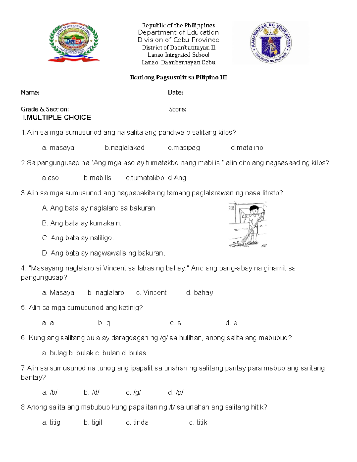 3rd Quarter Filipino III - Republic of the Philippines Department of ...