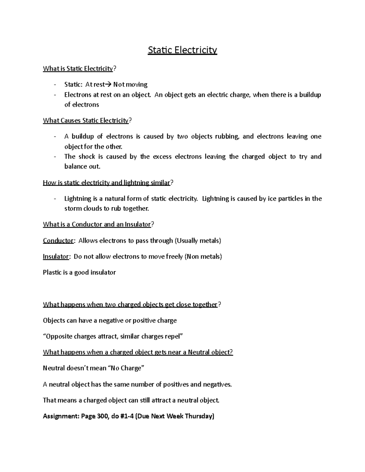 Lesson 1 - Static Electricity - Static Electricity What is Static ...