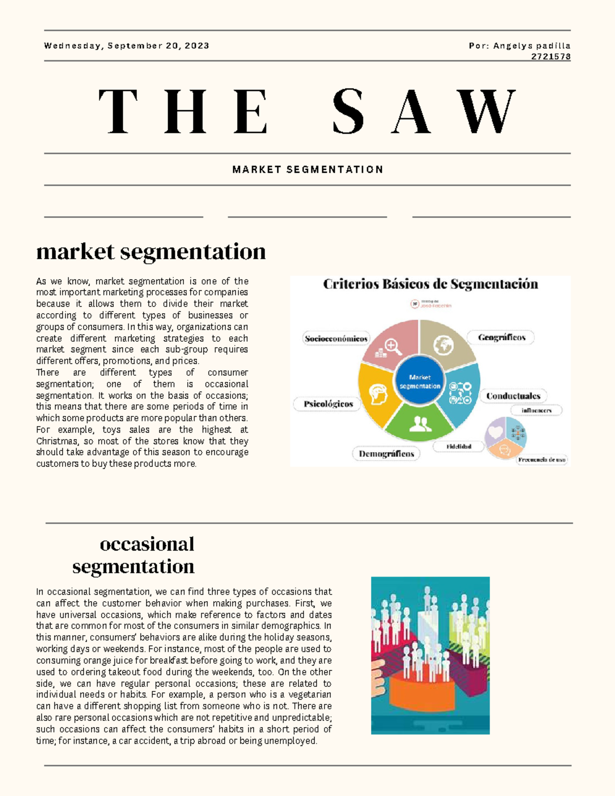 Marketing Newspaper. - CFGJSTRTRURTSHFGX - market segmentation T H E S ...