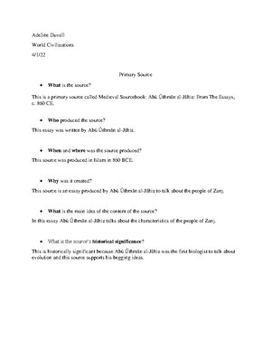 Primary source 5 - World Civilizations Primary Source For all primary ...