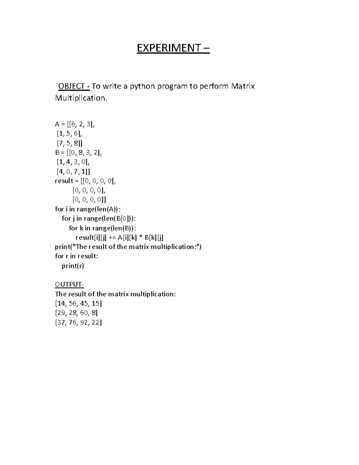 Dile word - manners - OBJECT - To write a python program to perform ...