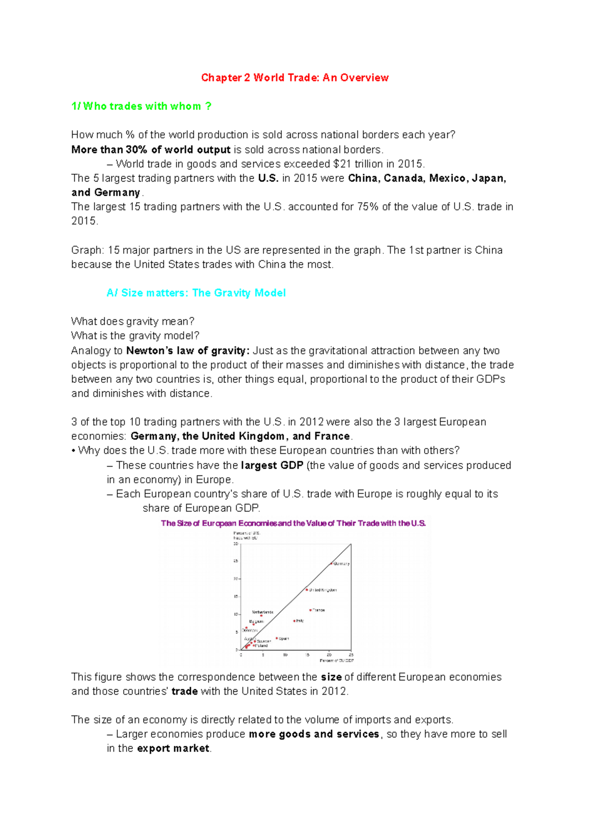 Chapter 2 International Trade Lecture notes - Chapter 2 World Trade: An ...
