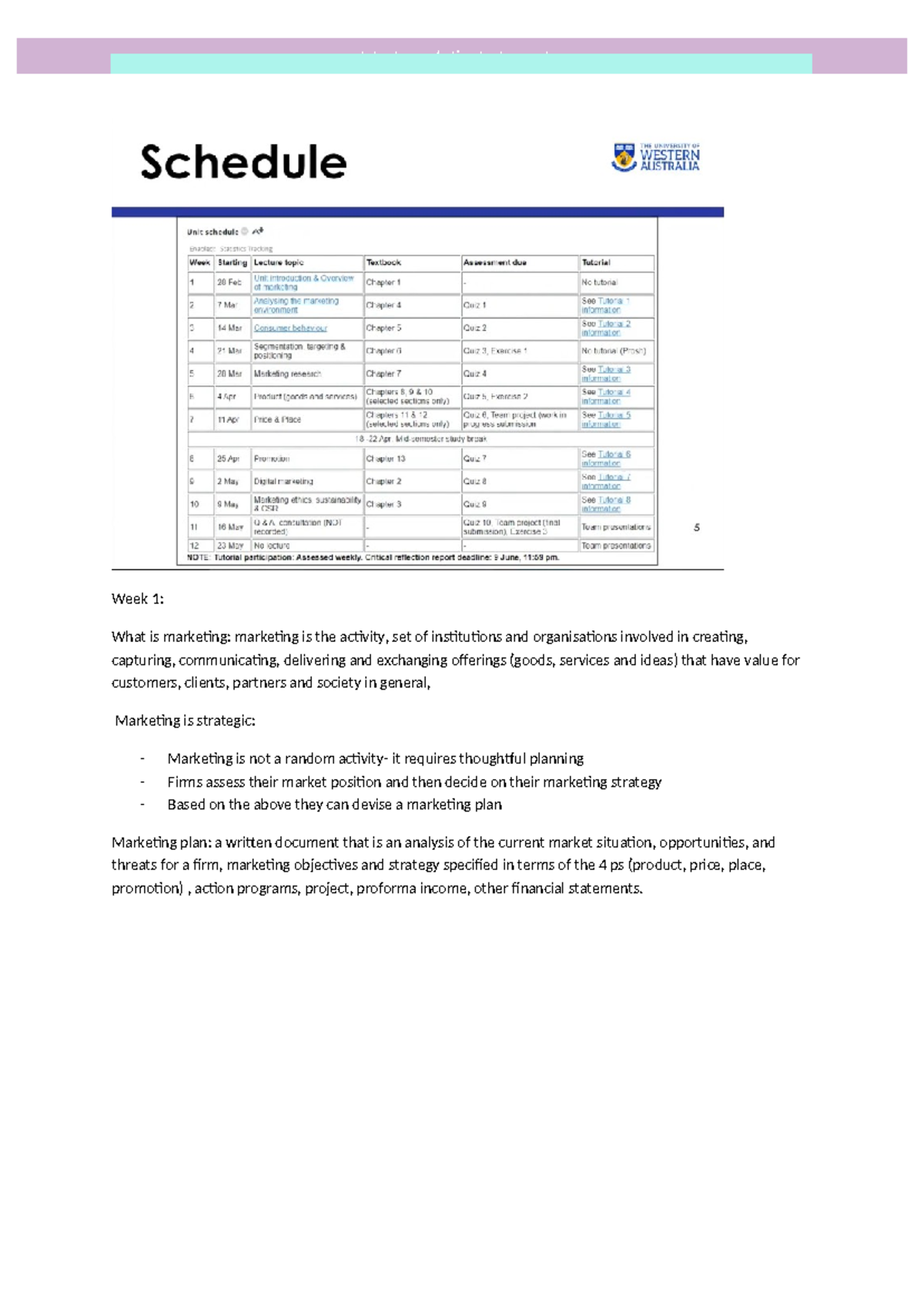 Intro to Marketing Lecture notes - Week 1: What is marketing: marketing ...