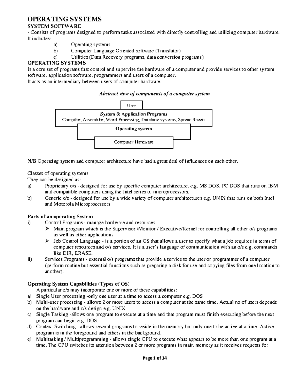 Operating Systems - Learning notes - OPERATING SYSTEMS SYSTEM SOFTWARE ...
