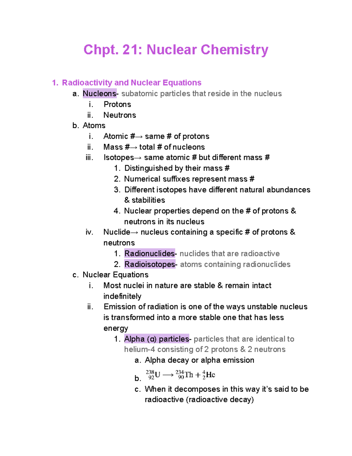 Chpt. 21 notes-2 - chapter notes - Chpt. 21: Nuclear Chemistry 1 ...