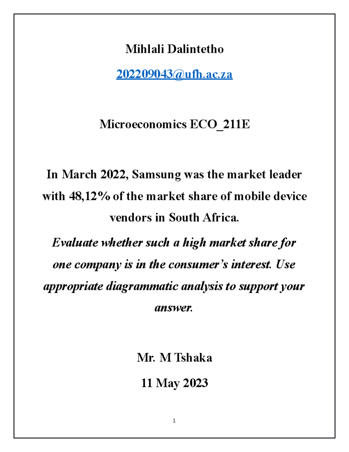 ECO 211E MACROECONOMICS - ECO 111E - UFH - Studocu