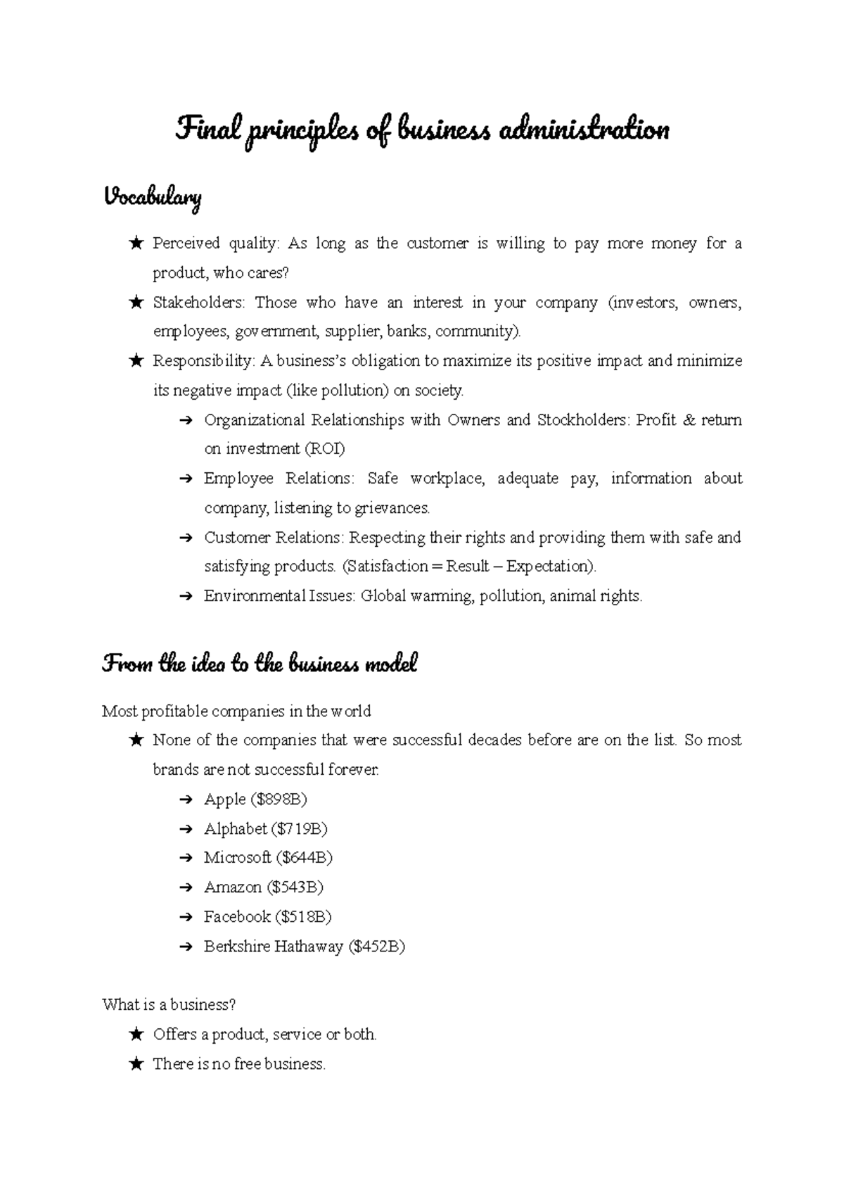 PBA marketing resumen para el final - Final principles of business ...