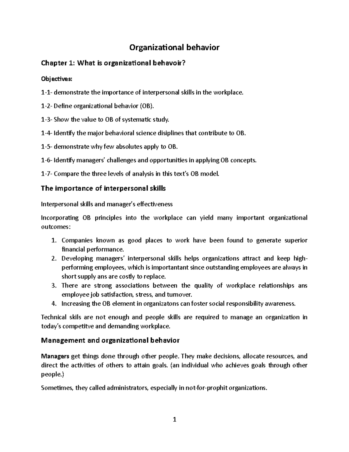 Organizational behavior - Organizational behavior Chapter 1: What is ...