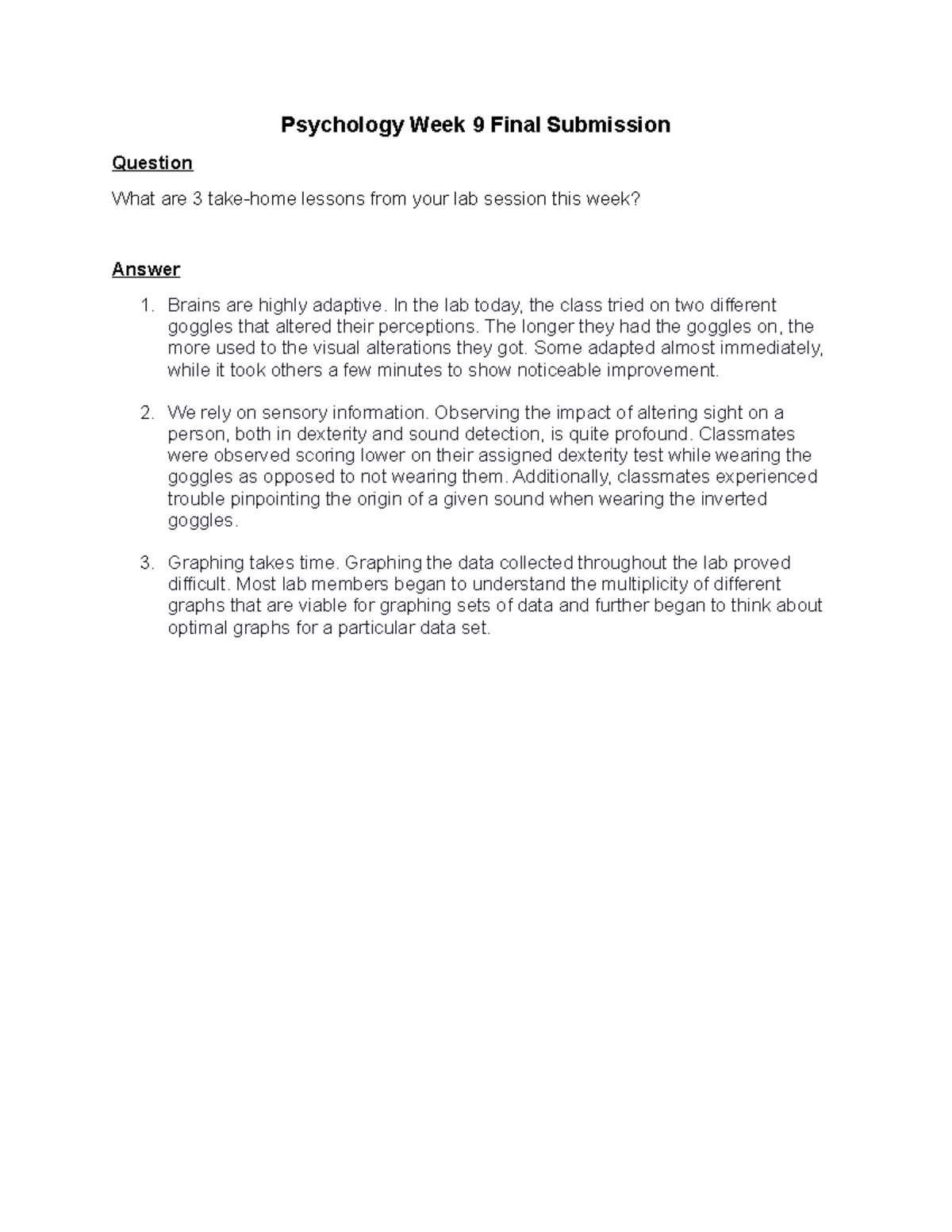 Psychology Week 9 Final Submission - Psychology Week 9 Final Submission ...