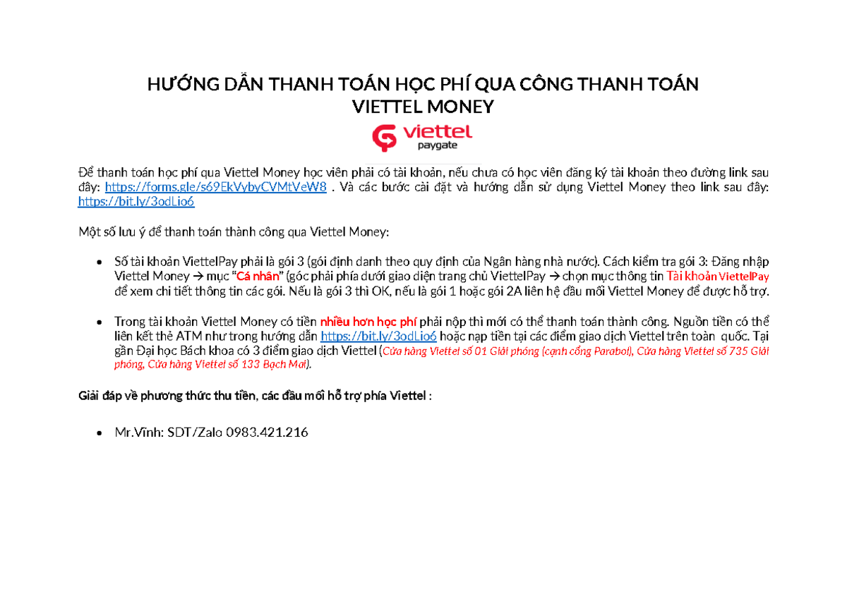 Huong Dan Thanh Toan Hoc Phi Viettel - HƯỚNG DẪN THANH TOÁN HỌC PHÍ QUA ...