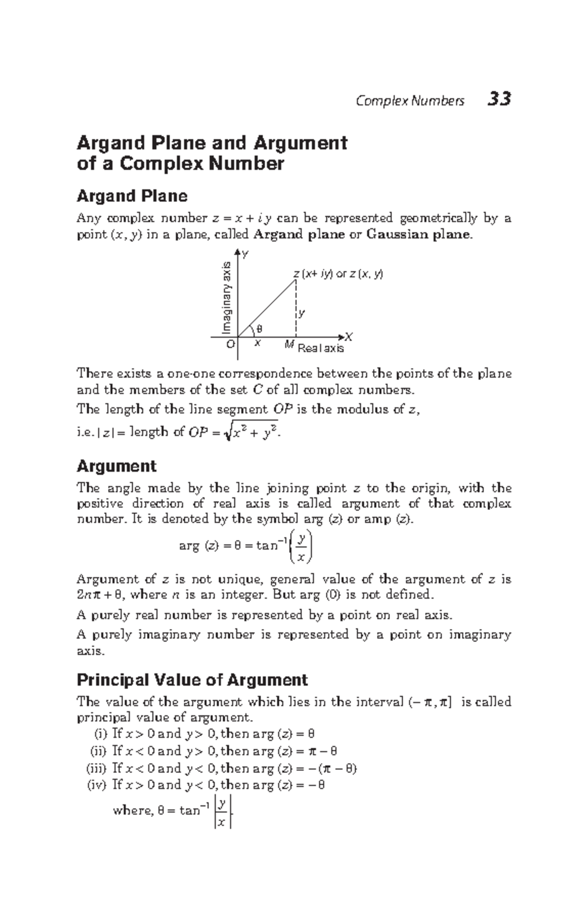 Mathematics notes-6 - Argand Plane and Argument of a Complex Number ...