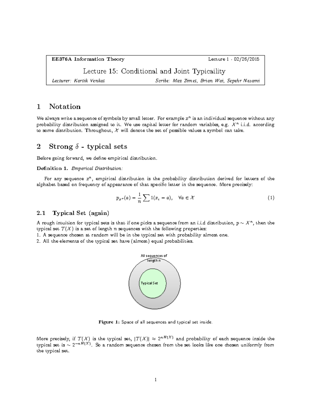 Lecture 15 - EE376A Information Theory Lecture 1 - 02/26/ Lecture 15 ...
