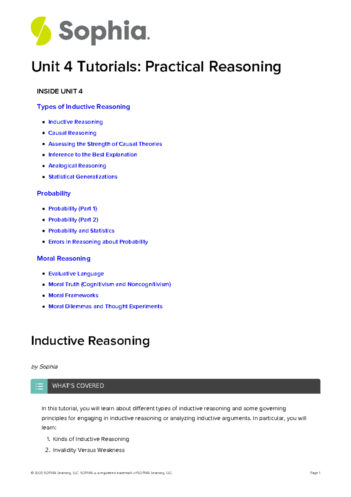 Unit 4 - Critical thinkibf - Unit 4 Tutorials: Practical Reasoning ...