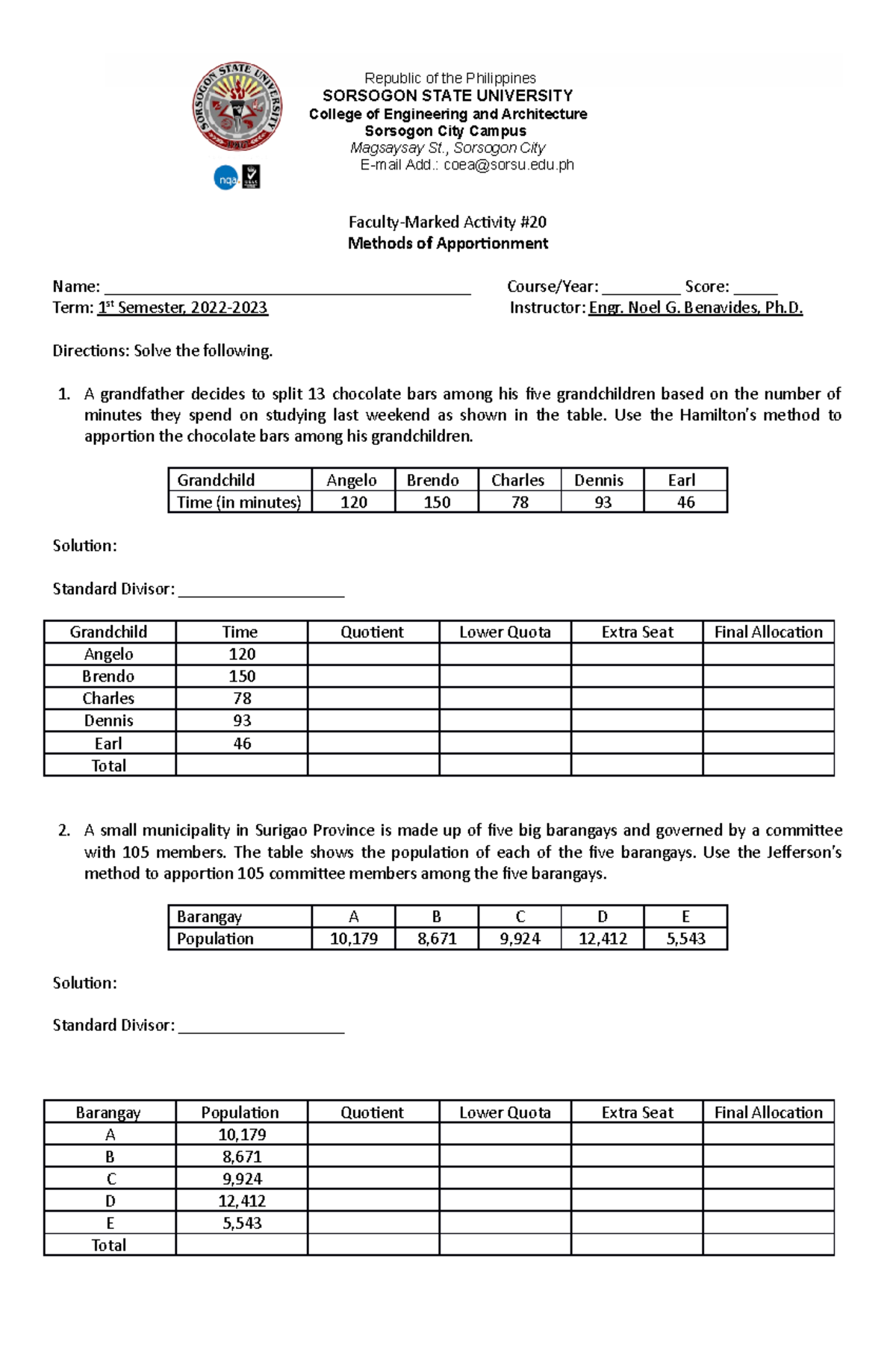 FMA #20 (Methods of Apportionment) - Republic of the Philippines ...