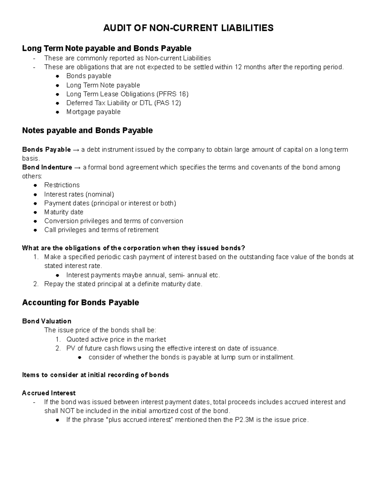 AACA 2 Audit of NC - AUDIT OF NON-CURRENT LIABILITIES Long Term Note ...