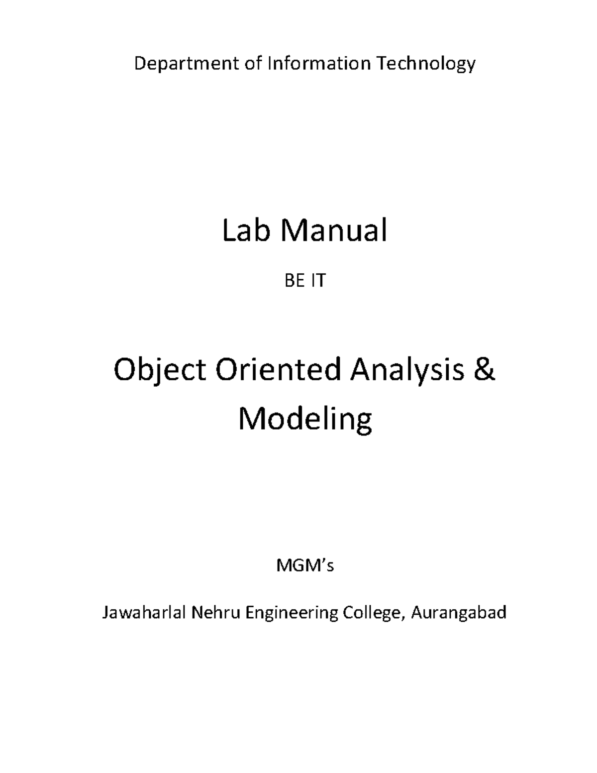 Oops-uml - notes - Department of Information Technology Lab Manual BE ...