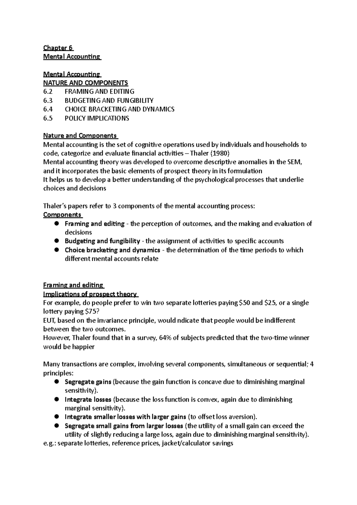 Chapter 6 Mental Accounting - Chapter 6 Mental Accounting Mental ...