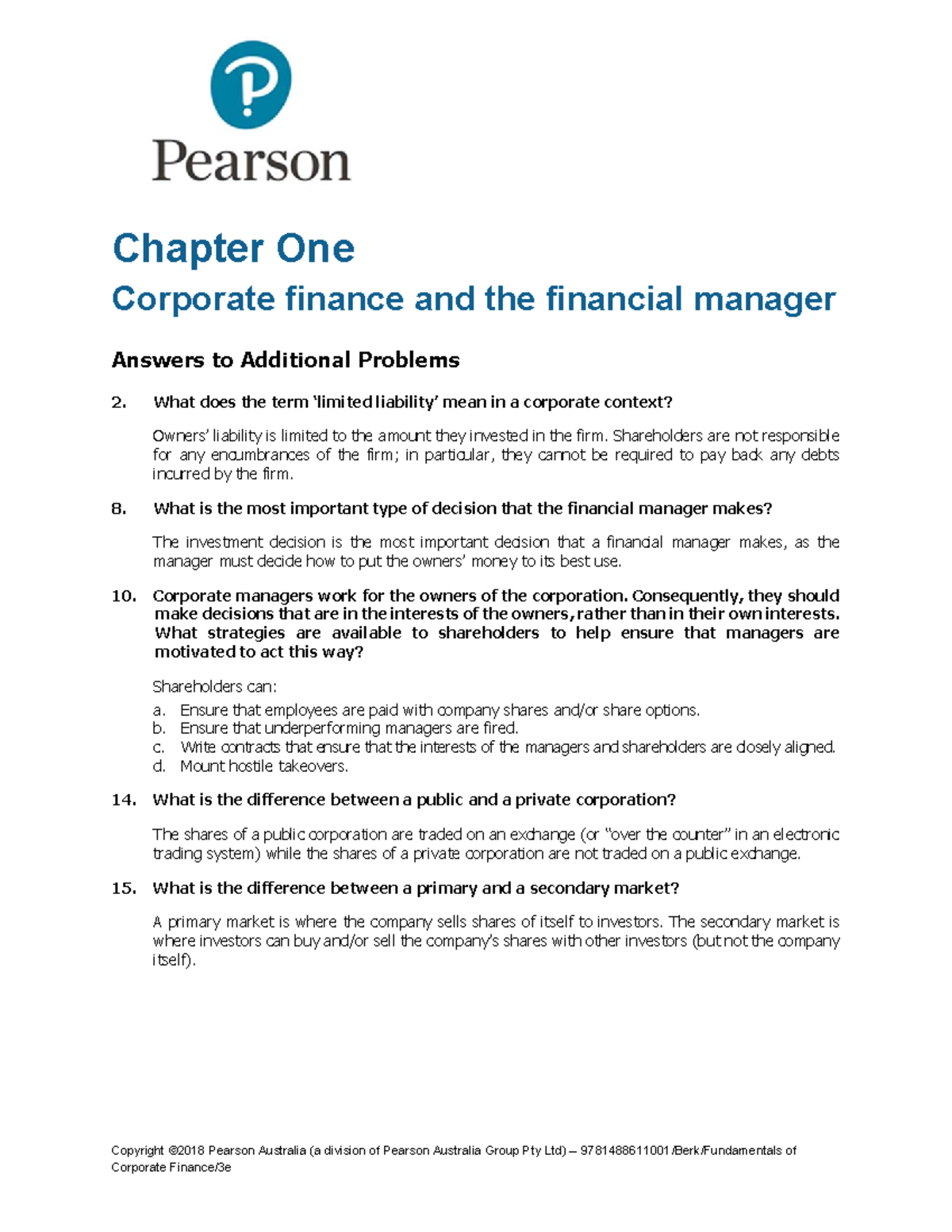 Tutorial 01 Additional Problem - Solution - Copyright ©2018 Pearson ...