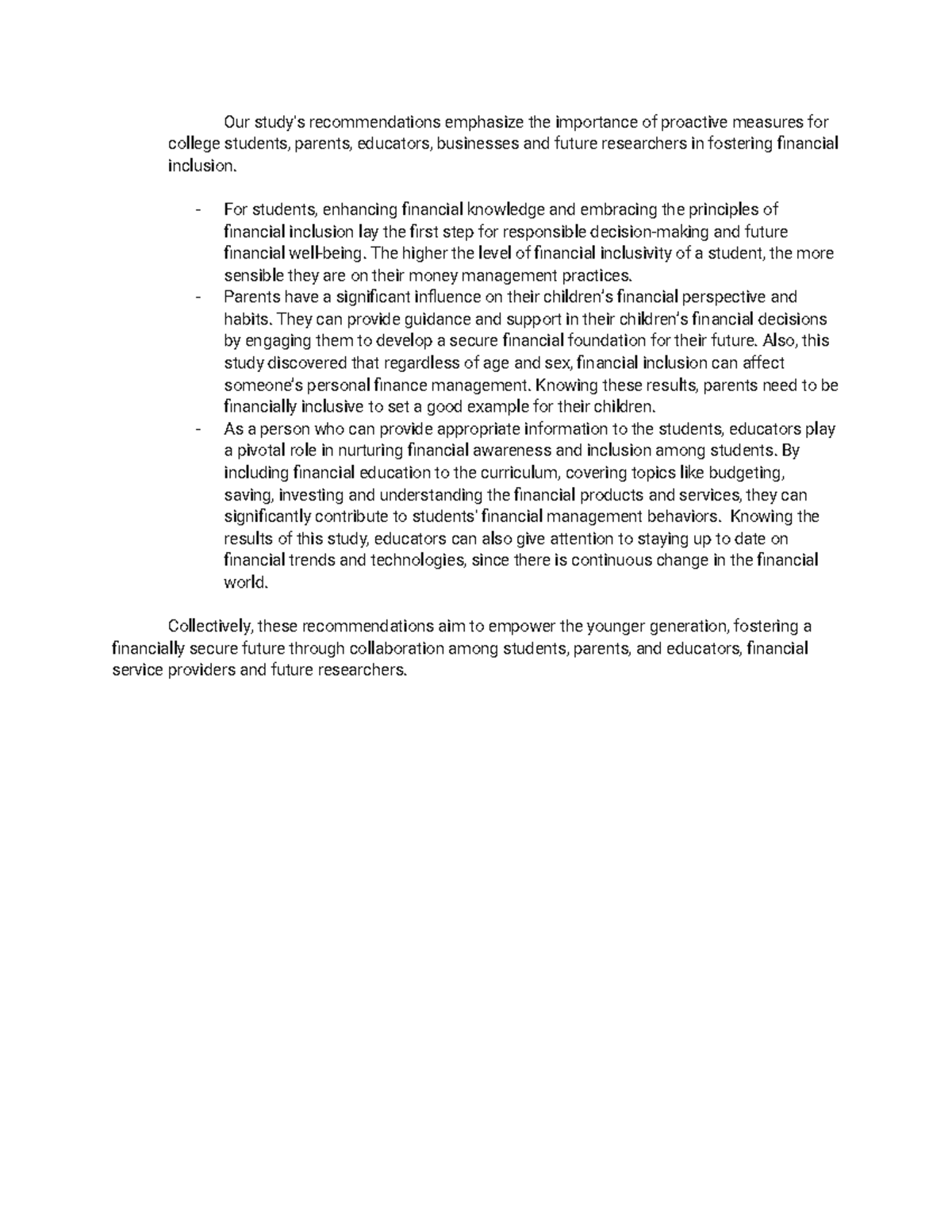 Final DEE- Script - gdsgrt - Our study's recommendations emphasize the ...