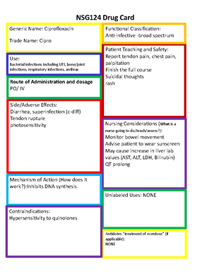 Acetaminophen - drug card - NSG 124 - NSG124 Drug Card(must be ...
